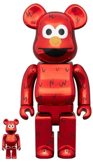 400 & 100 Bearbrick Sæt - Elmo (Chrome) i Limited Edition